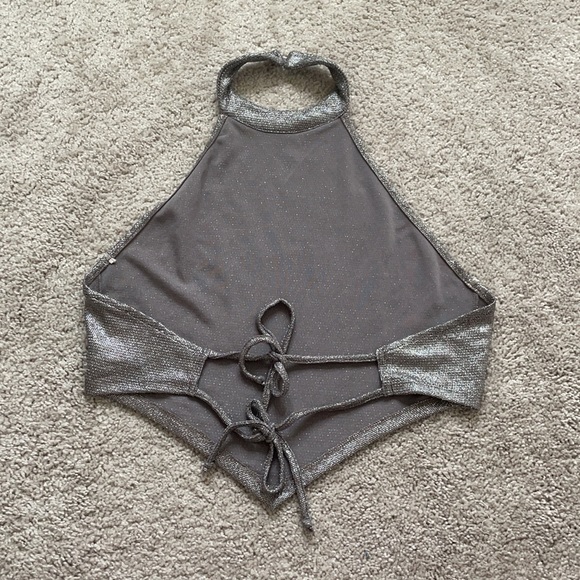 Topshop | Tops | Silver Topshop Backless Halter Crop Top | Poshmark